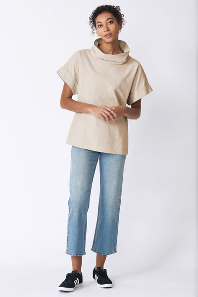 Ary Cuff Kimono Tee in Sand – Breathable Italian Broadcloth Women’s ...
