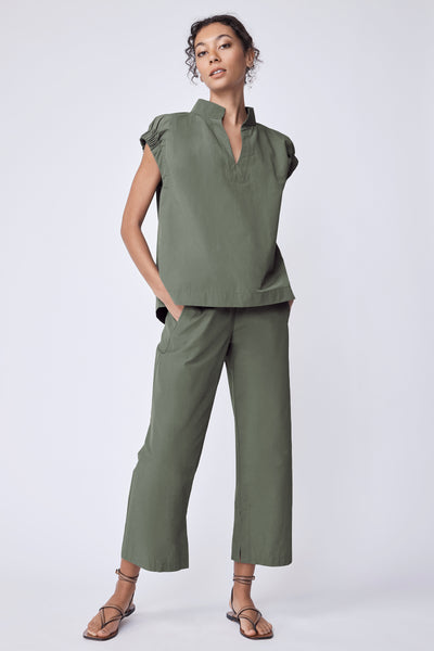 Jodie Gather Sleeve Top in Cactus Italian Broadcloth – KAL RIEMAN