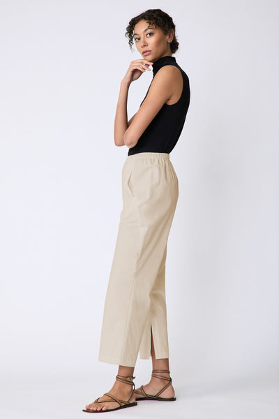 Split Hem Capri in Sand Italian Broadcloth – KAL RIEMAN