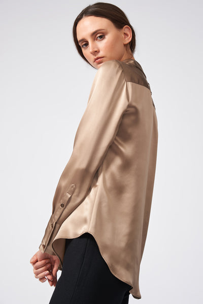 Classic Tailored Blouse in Champagne Made from 100% Silk – KAL RIEMAN